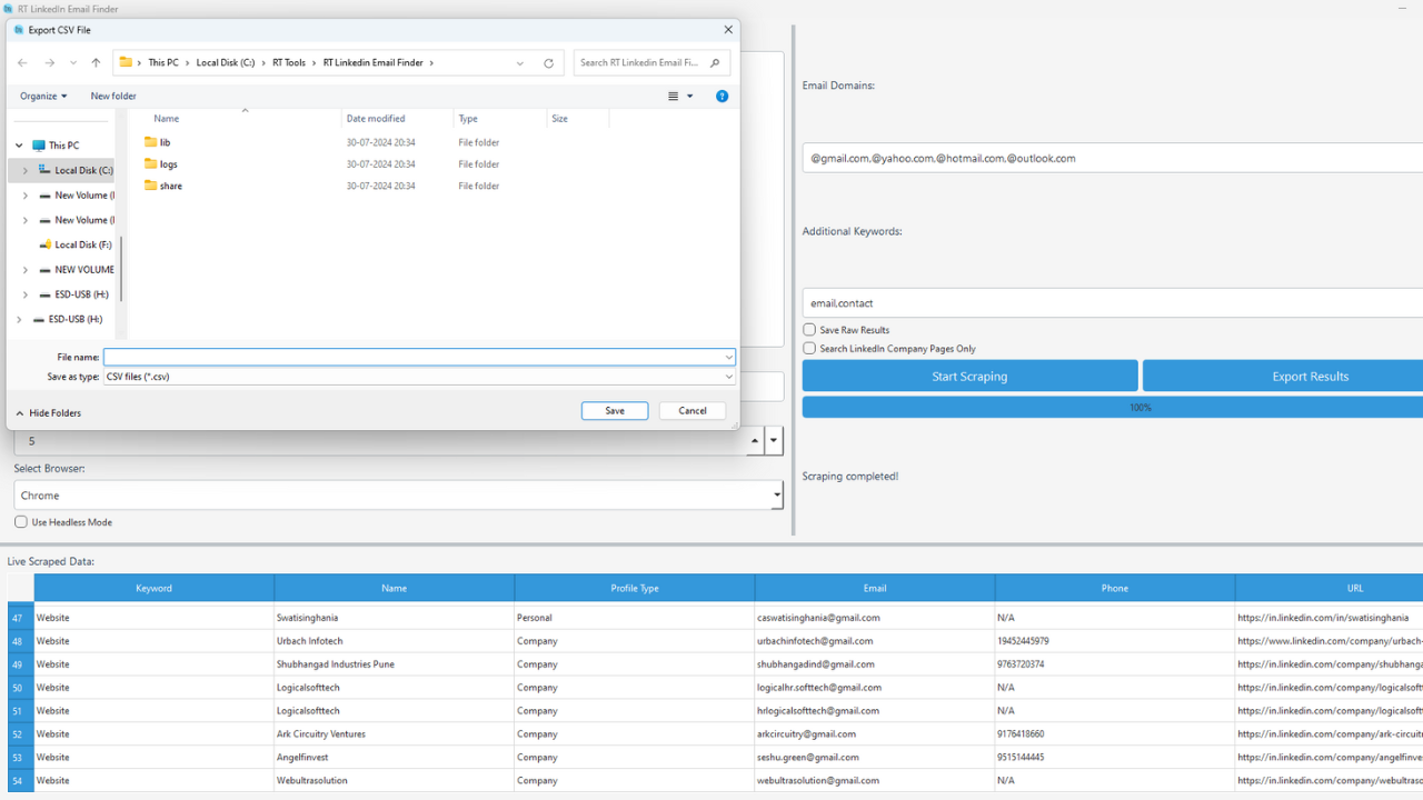 RT LinkedIn Email Finder | Scrape Email From Linkedin by ElektroSoftware